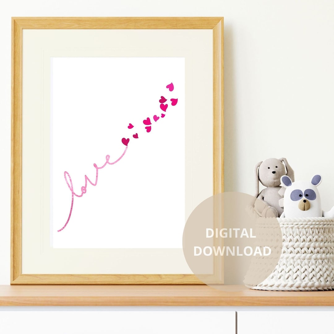 Love, Word Art, Typography Print, Love Wall Art, Poster, Framed Wall ...