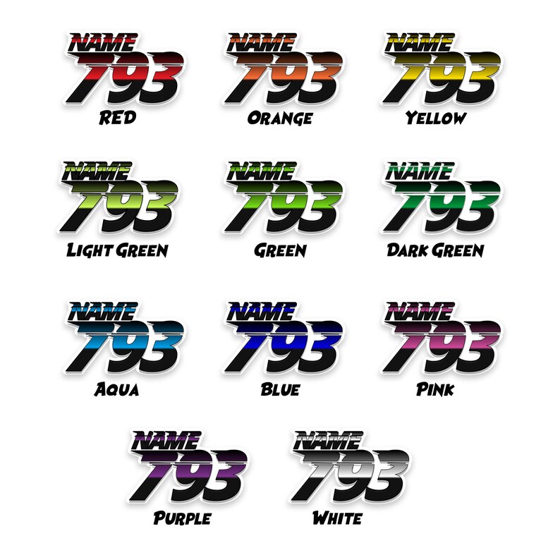 Custom Race Number Name Plate Sticker Gradient 1 Pc Removable - Etsy
