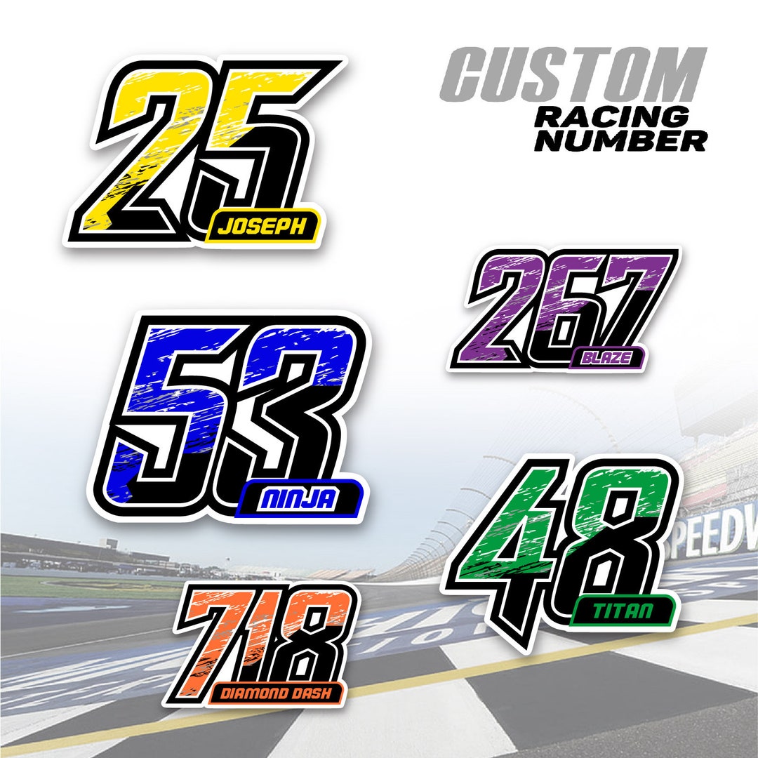 2 Pieces Autocross Custom Numbers Sticker Racing Car Door Name - Etsy