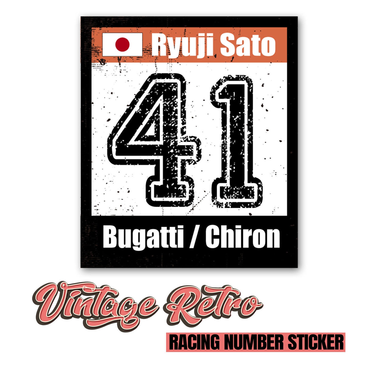 Custom Retro Racing Number Sticker, Car Make/model, Name - 12x14" (2pcs ...