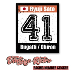 Custom Retro Racing Numbers Sticker Autocross Magnet Vinyl Decal Name ...