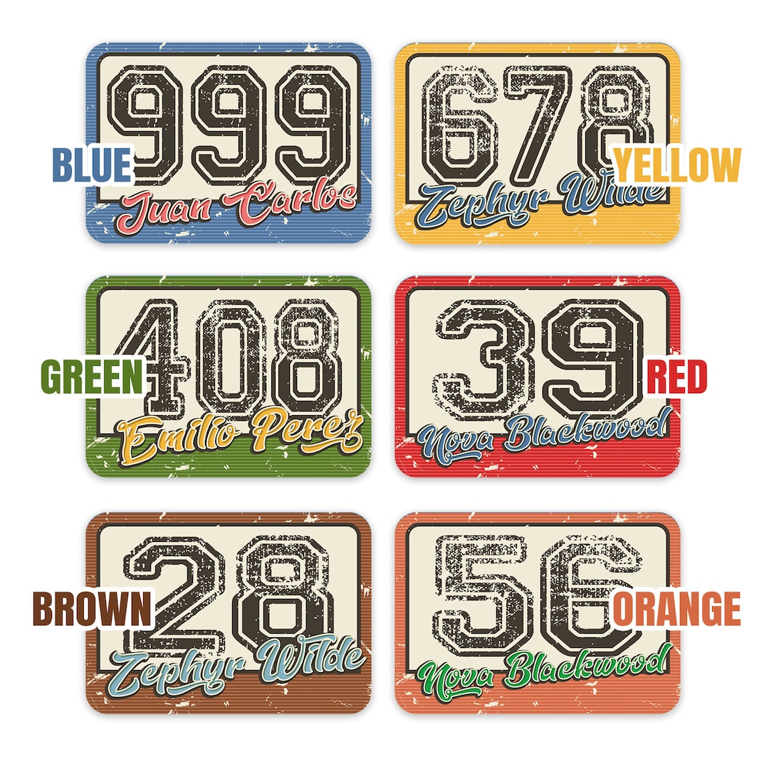 Racing Car Numbers Sticker Retro Custom Autocross Magnet Name Vinyl ...