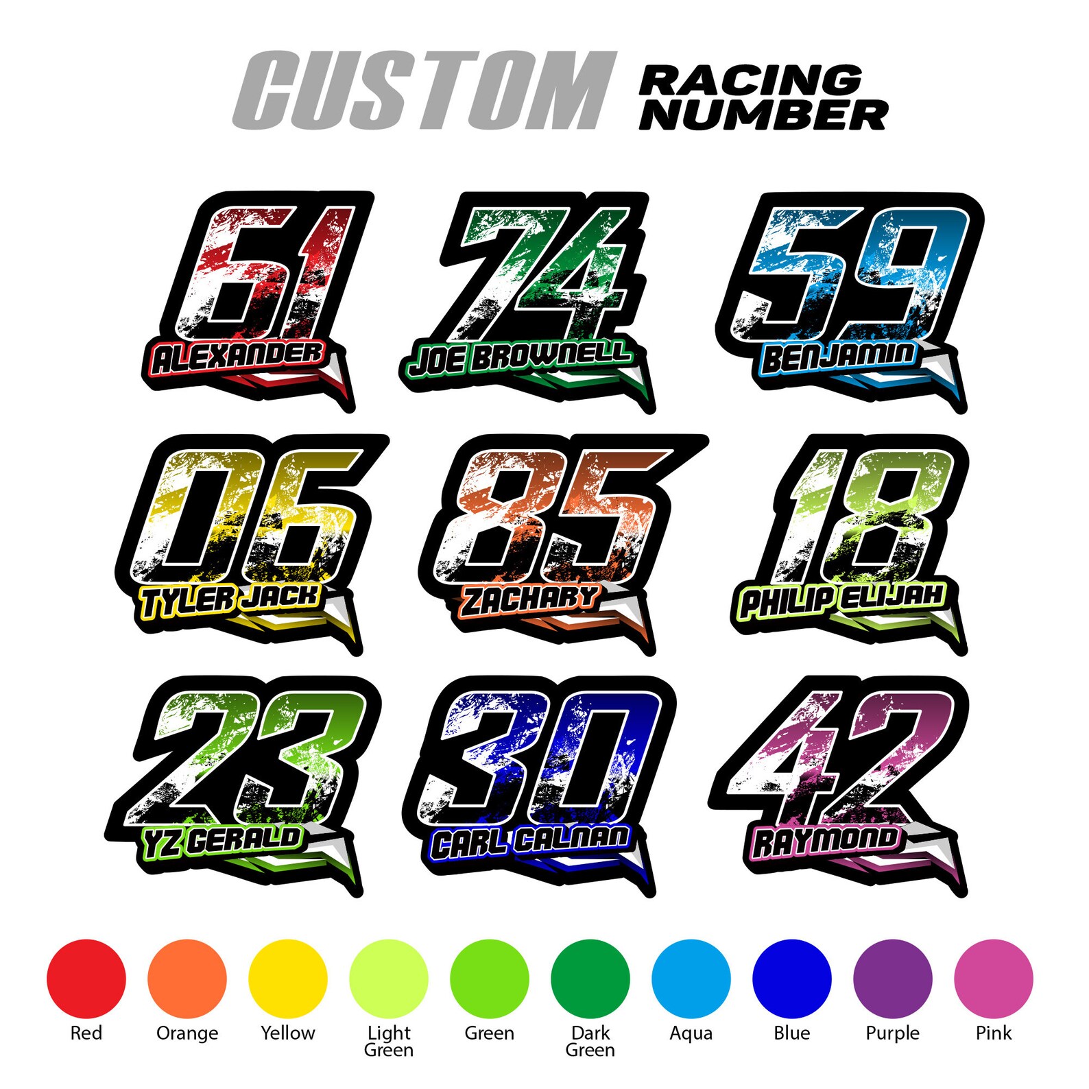 Custom Race Car Number Decal - Autocross Vinyl Sticker (1pc.) - Etsy