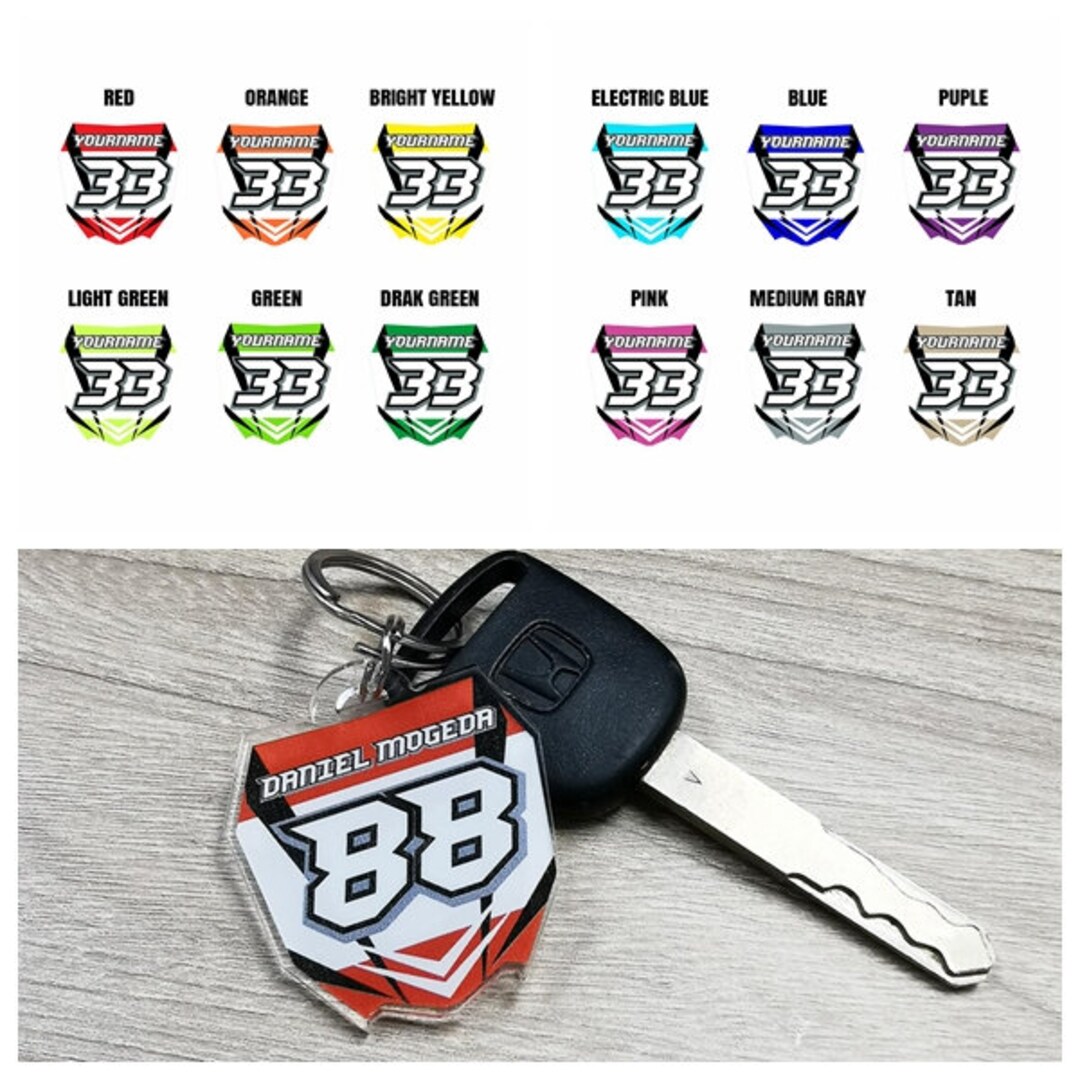 Motocross Mini Number Plate Key Ring Personalized MX Dirt Bike ...