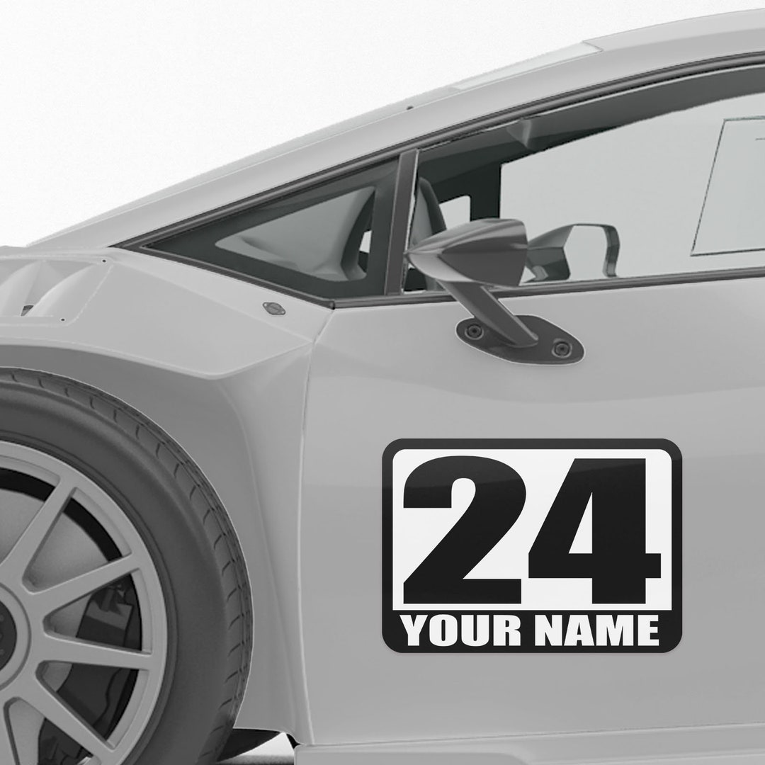 Racing Autocross Numbers Sticker Custom Name Vinyl Magnet Decal 2 ...
