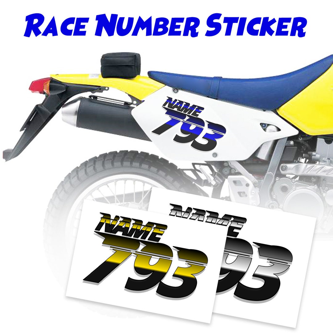 Custom Race Number Name Plate Sticker Gradient 1 Pc Removable MX Dirt ...