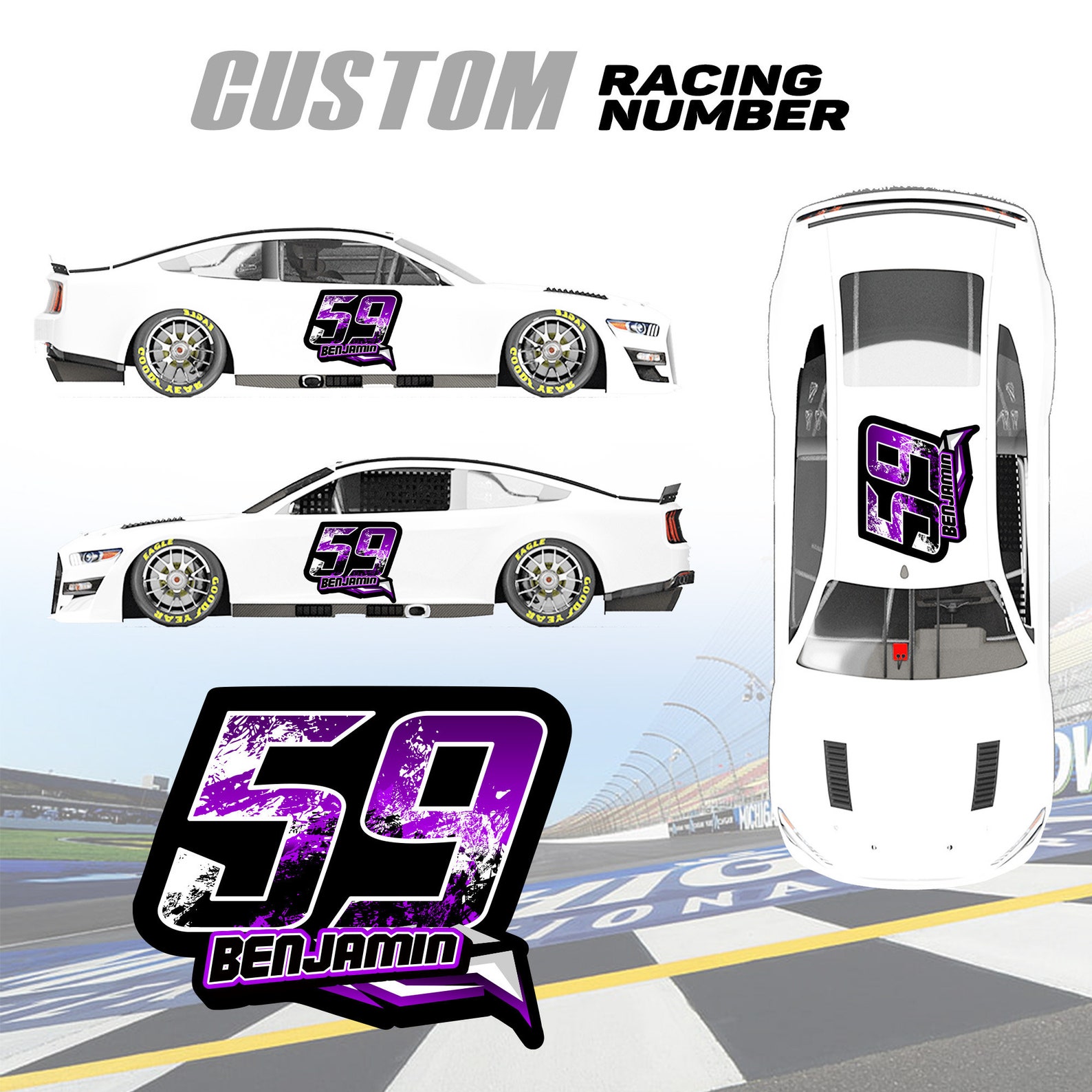 Custom Race Car Number Decal - Autocross Vinyl Sticker (1pc.) - Etsy