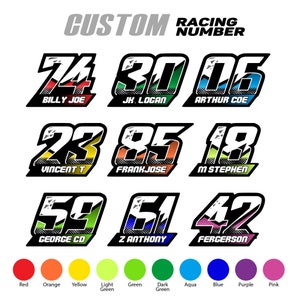 1 Piece Custom Autocross Car Racing Numbers Sticker Vinyl Race Decal 6 ...