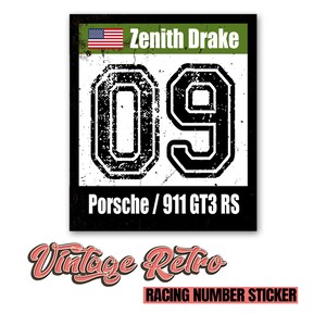 Custom Retro Racing Numbers Sticker Autocross Magnet Vinyl Decal Name ...
