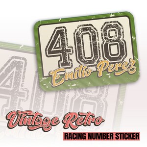 Racing Car Numbers Sticker Retro Custom Autocross Magnet Name Vinyl ...