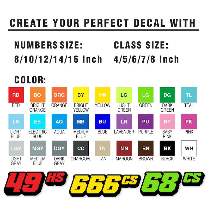 Custom SCCA Racing Number Sticker/magnet Set – Solid Color Decals (2 ...