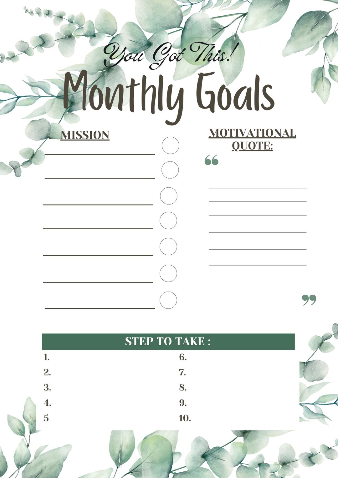Monthly Goal Tracker - Etsy