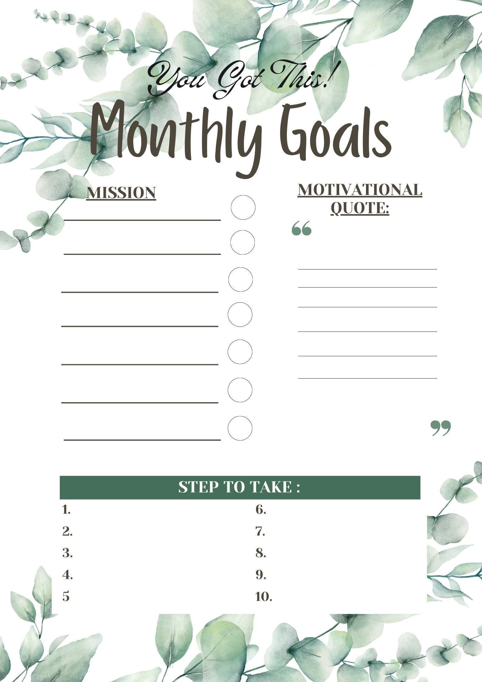 Monthly Goal Tracker - Etsy