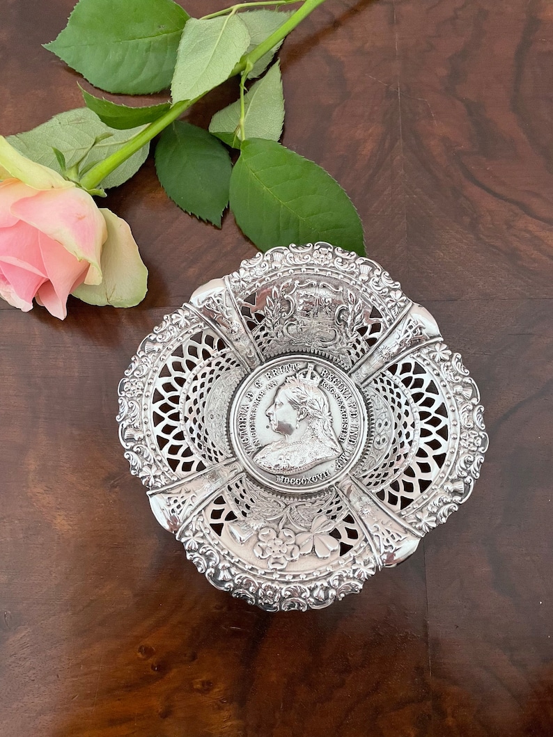 Victorian Silver Bonbon Dish | Diamond Jubilee Bonbon Dish - Etsy