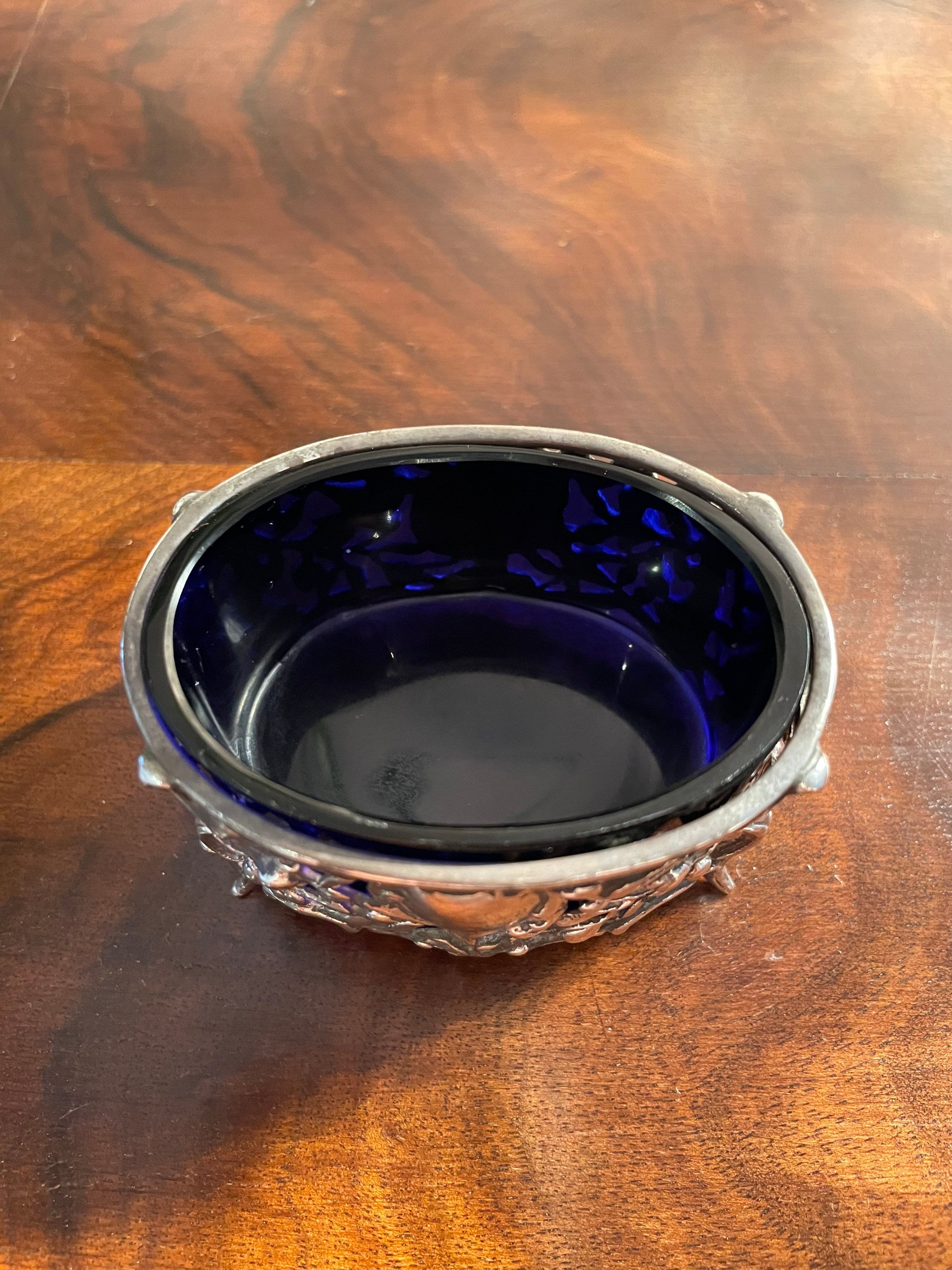 Silver Oval Salt Silver and Glass Salt Dish - Etsy