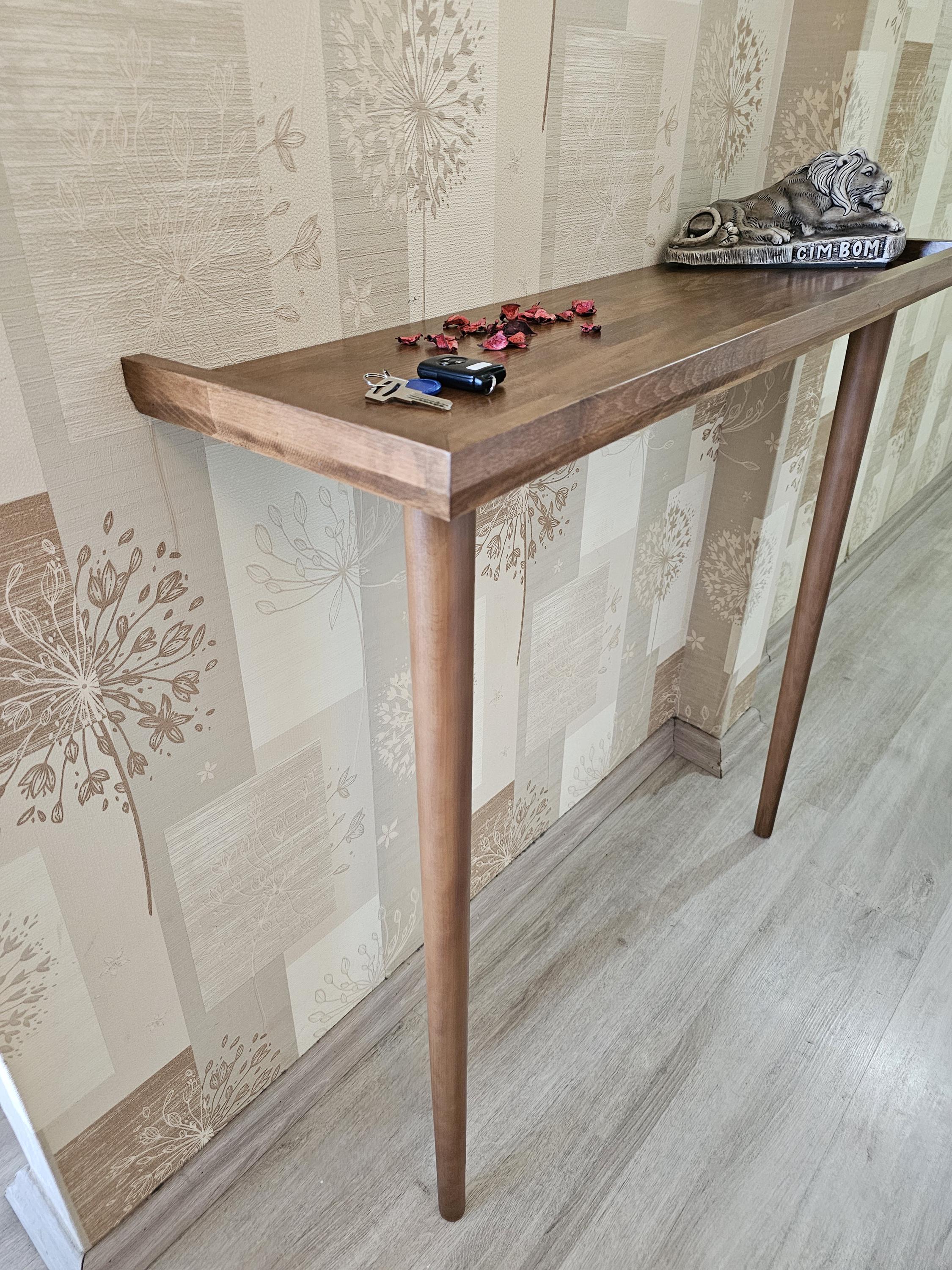 Wooden Narrow Console Table; Skinny Entryway Table, Wall Mounted Slim ...