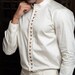 Off White Button Down Long Sleeve Shirt With Band Collar Formal Wedding ...
