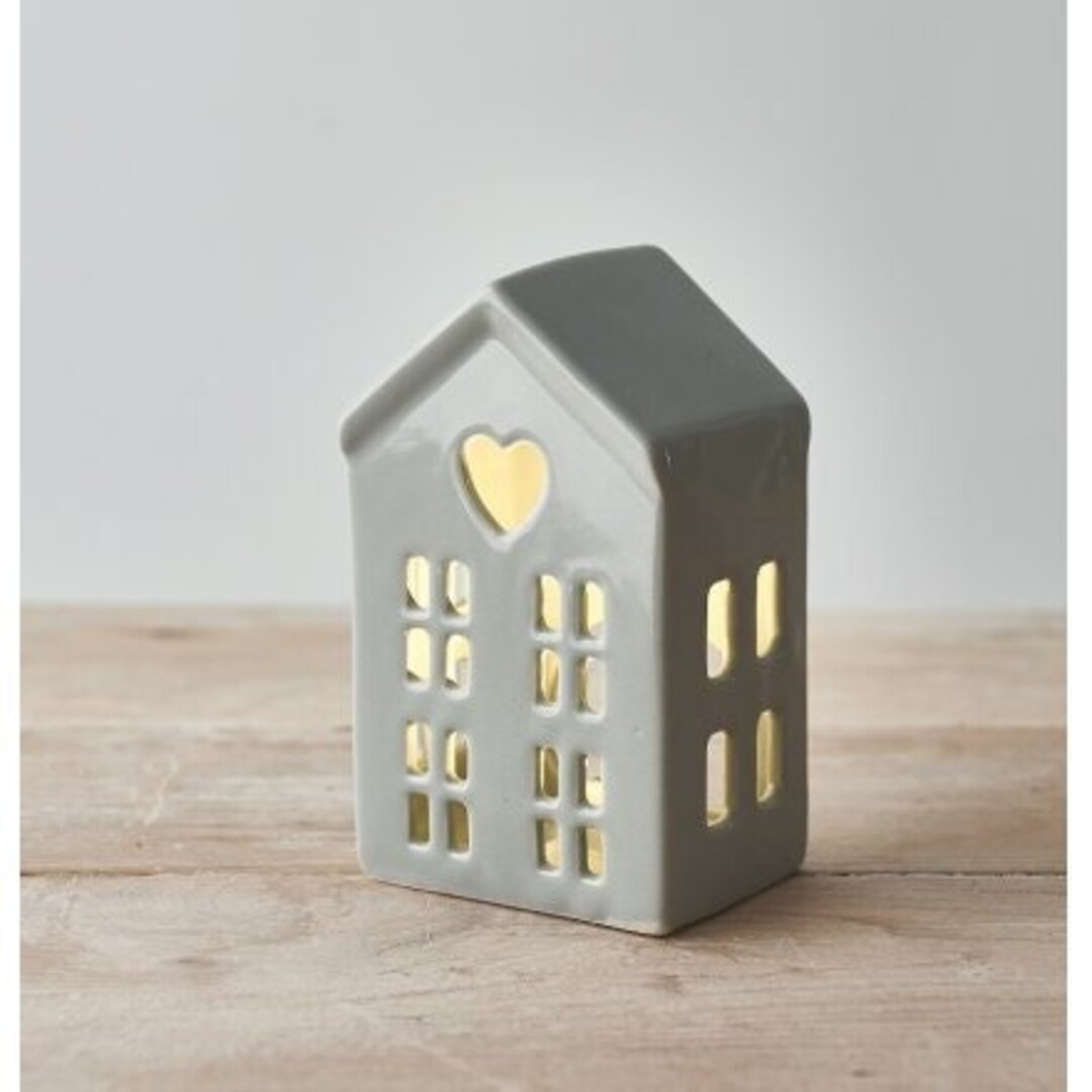 Grey Ceramic LED House Grey LED House LED Ceramic House Home Decor ...