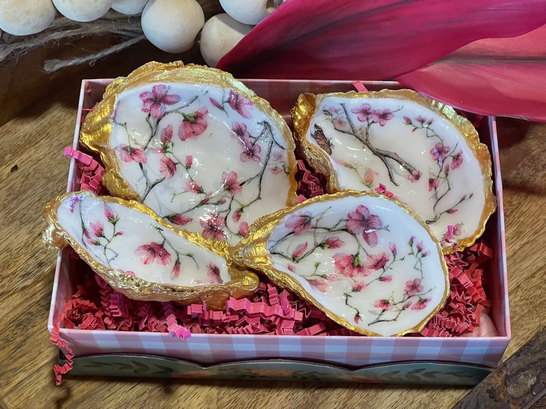 Oyster Shell Gift Box Set Shell Ring Dish, Jewelry Holder, Trinket Bowl ...