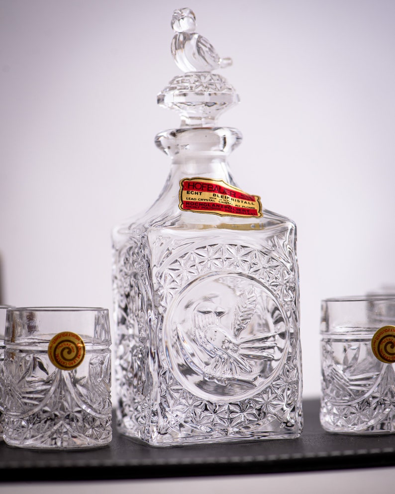 Vintage Hofbauer Lead Crystal Whisky Set, the Byrdes Collection (boxed ...