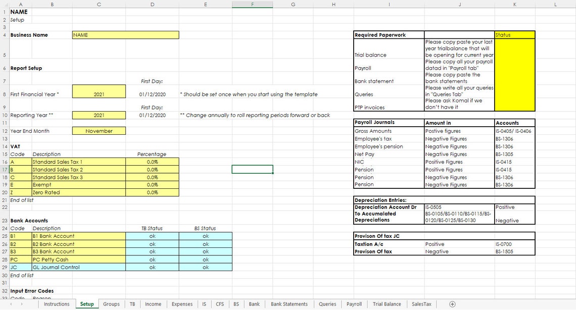 Year End Accounts Template Designed for Small Businesses | Accounting ...