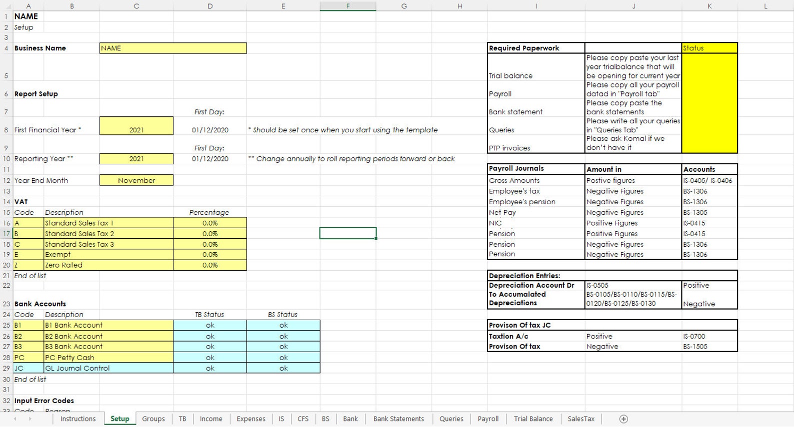 Year End Accounts Template Designed for Small Businesses | Accounting ...