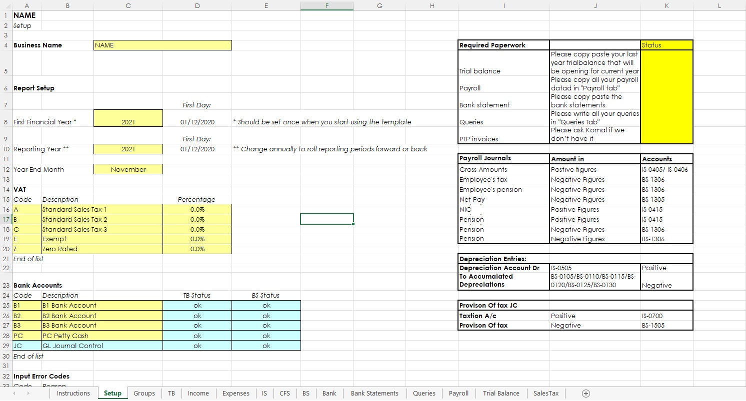 Year End Accounts Template Designed for Small Businesses | Accounting ...