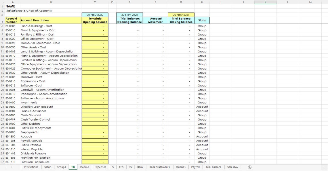 Year End Accounts Template Designed for Small Businesses | Accounting ...
