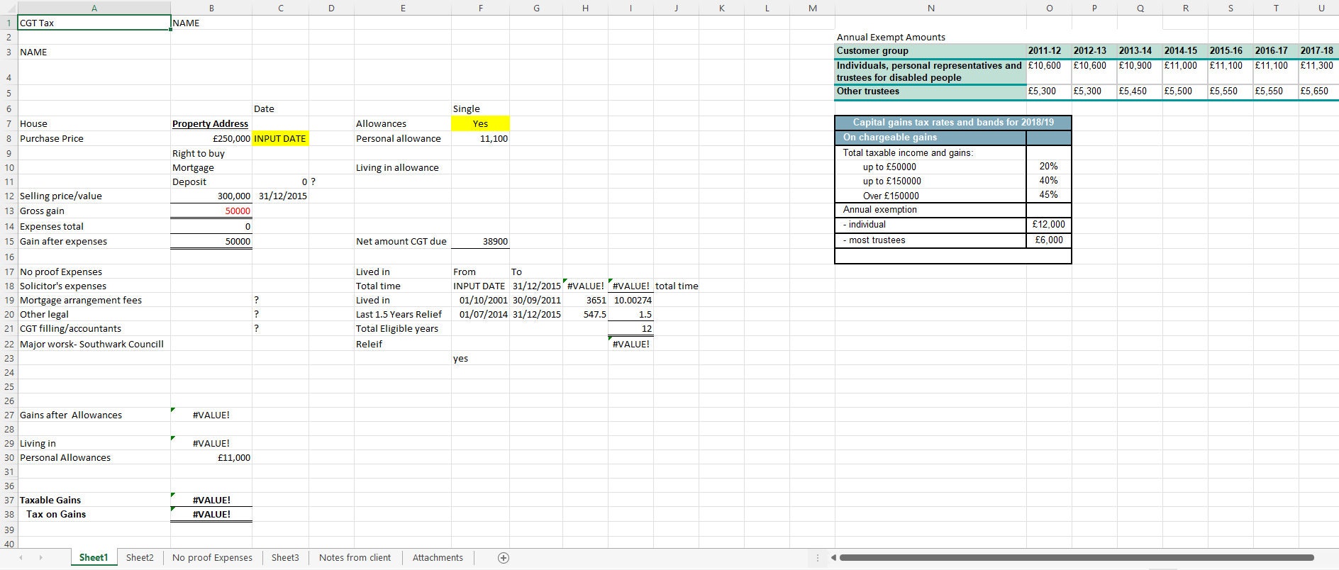 Capital Gains Tax Excel Template Accounting Template - Etsy