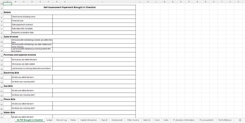 Self Assessment Excel Template | Accounting Template - Etsy