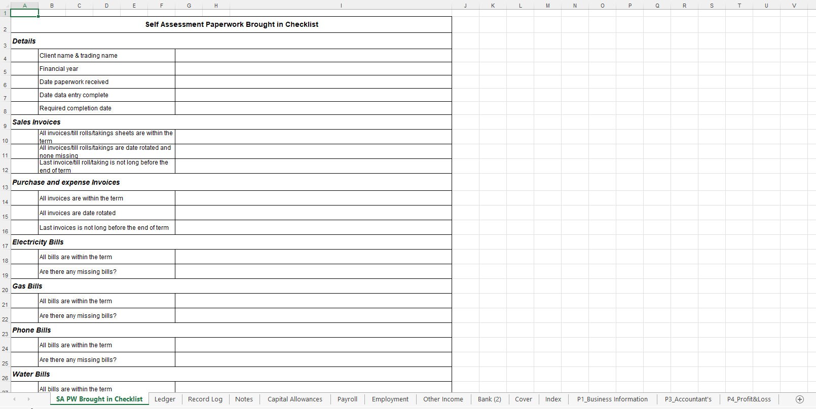 Self Assessment Excel Template | Accounting Template - Etsy