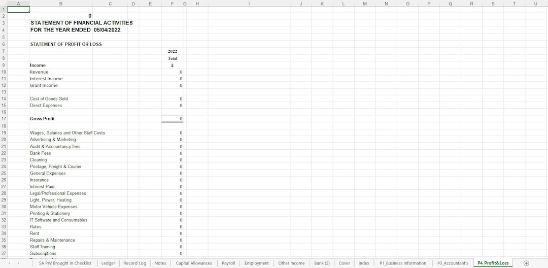 Self Assessment Excel Template | Accounting Template - Etsy