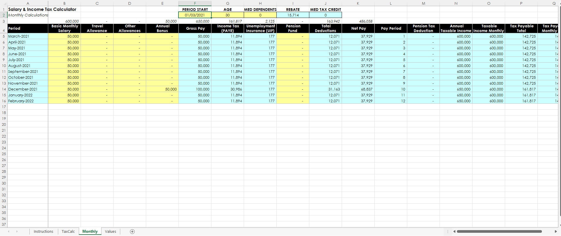 Income Tax Excel Template/calculator | Accounting Template - Etsy