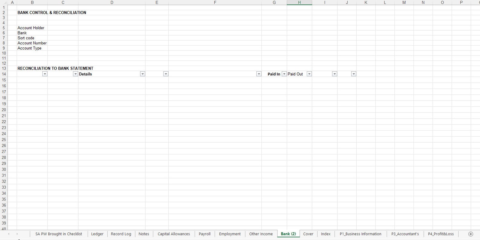 Self Assessment Excel Template | Accounting Template - Etsy