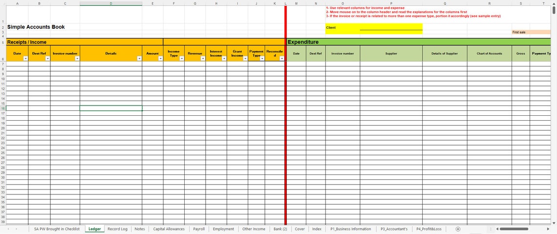 Self Assessment Excel Template | Accounting Template - Etsy
