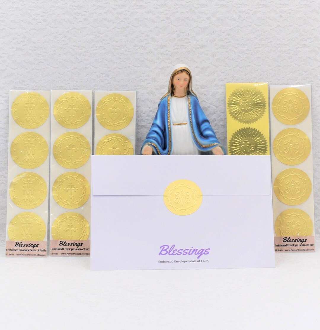 Blessings Embossed Envelope Seals of Faith, Catholic Christian Envelope ...