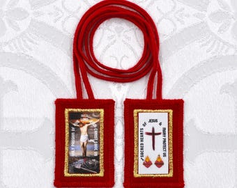 Worsted Wool Straps Red Scapular of the Passion of Christ - Etsy