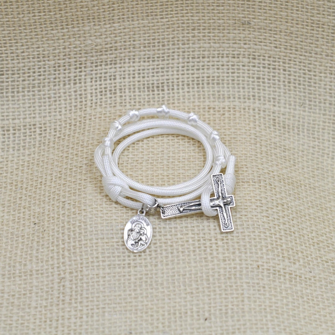 St. Joseph Cord Bracelet Cord of Saint Joseph, Antique Silver Curved ...