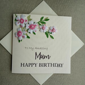 Handmade Birthday Card for Mummy With 3D Flowers, Luxury Card Handmade ...