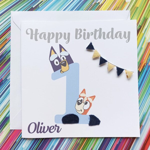 Personalized Bluey Birthday Card - Etsy