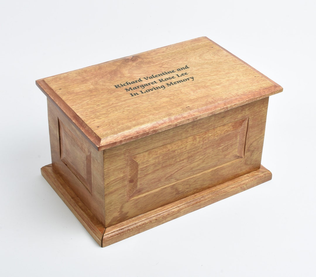 Solid Wood Adult Large Cremation Ashes Casket Urn Box Engraved Option ...