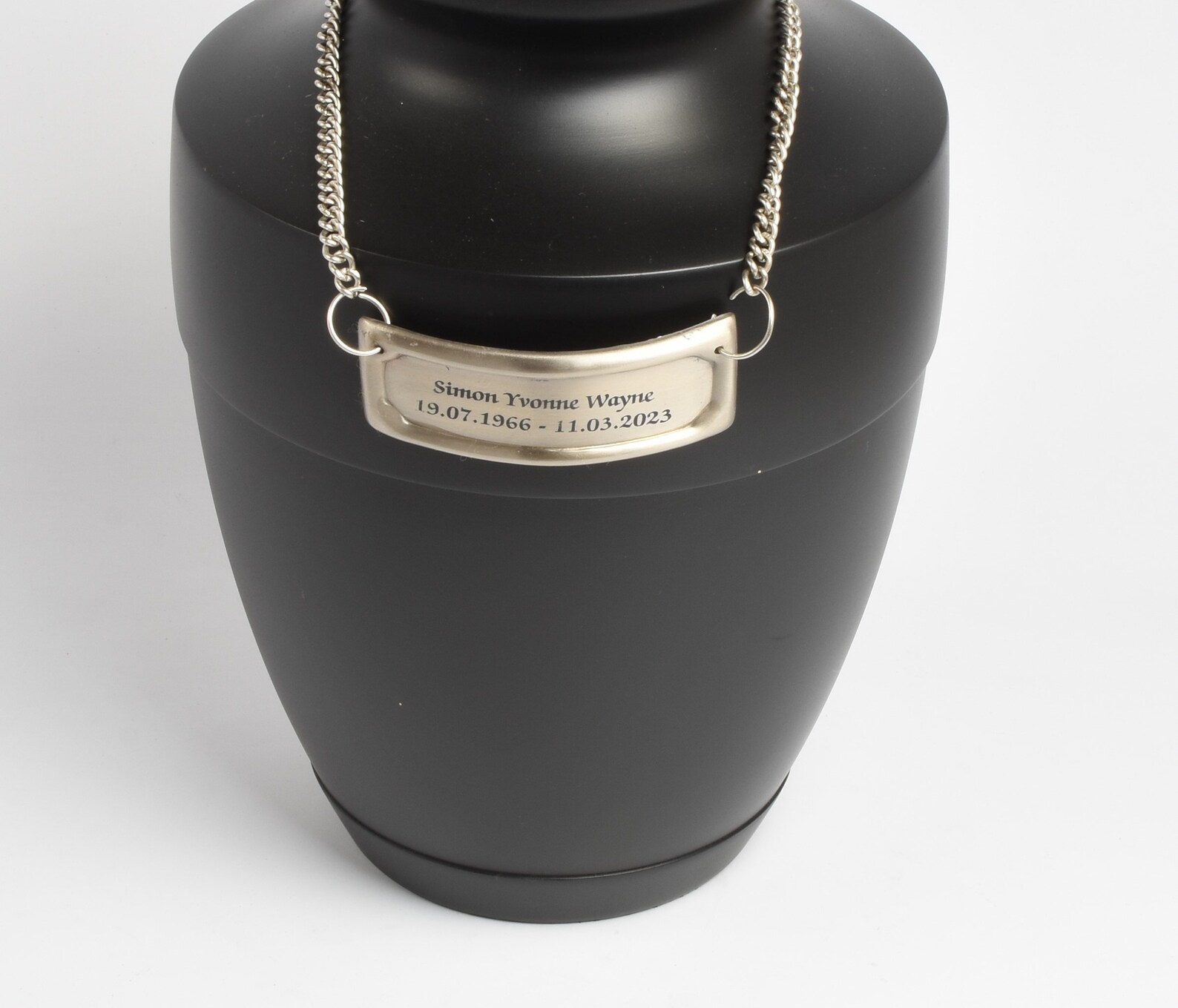 Plaque for Cremation Ashes Urn Name Label Necklace Medallion Urn Fully ...