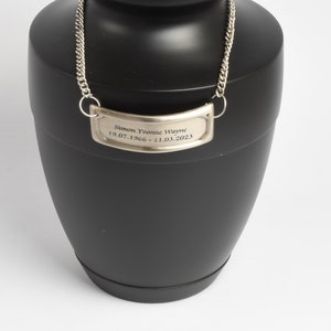 Plaque for Cremation Ashes Urn Name Label Necklace Medallion Urn Fully ...