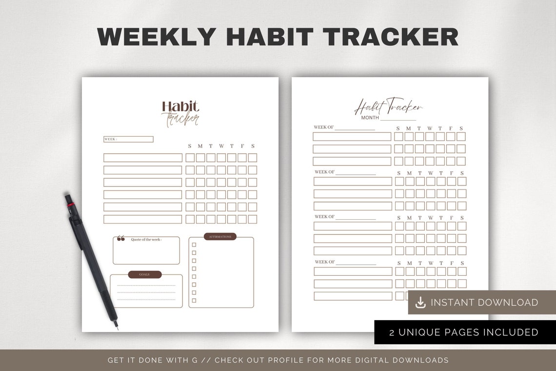 Blank Habit Tracker Daily Checklist Routine Forming to Do - Etsy