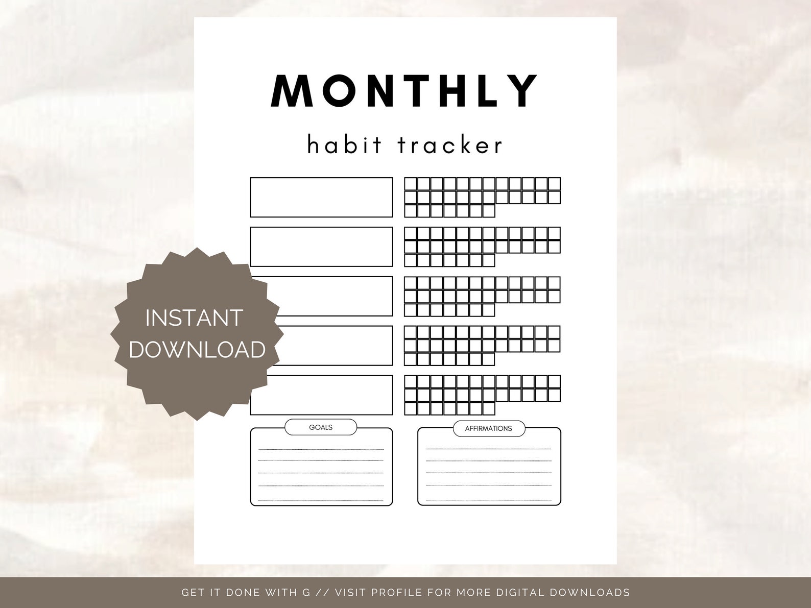 Monthly Habit Tracker Printable Template, Back in Routine, Stay on ...
