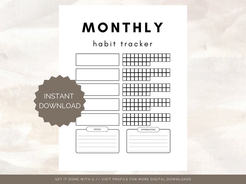 Monthly Habit Tracker Printable Template, Back in Routine, Stay on ...