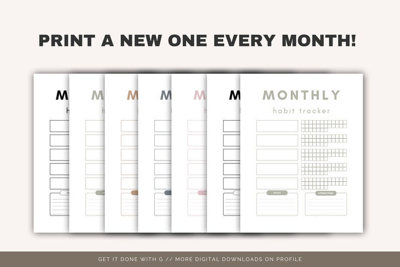 Monthly Habit Tracker Printable Template, Back in Routine, Stay on ...