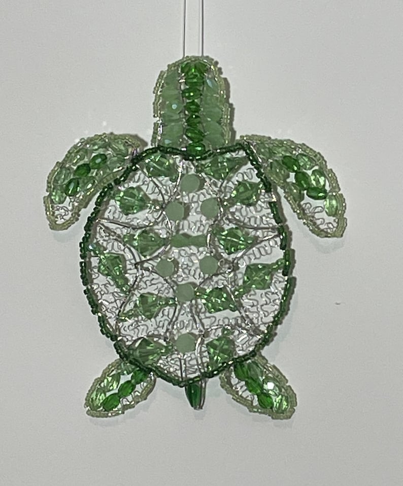 Turtle Sun Catcher Ornament, Beaded Turtle - Etsy