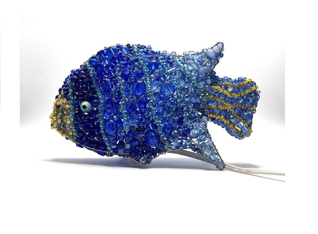 Tropical Fish Night Light, Blue Glass Fish Ambient Light. Cute Fish ...