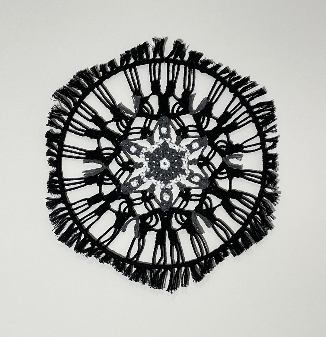 Geometric Shapes Round Wall Art Black With Gray Accents, Goth Wall ...